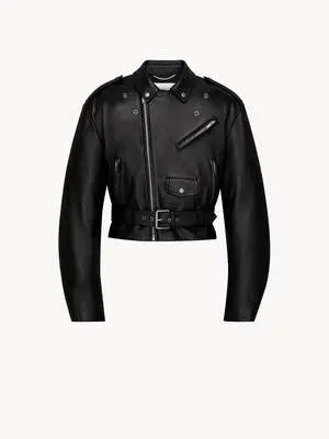 Saint Laurent Lambskin Leather Belted Jacket - Multicolor