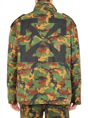 Off-White Camouflage Padded Military Jacket - Multicolor