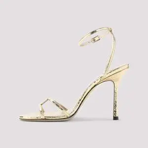 JIMMY CHOO Leather Leo Candy Wrap Sandals - Silver