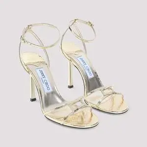 JIMMY CHOO Leather Leo Candy Wrap Sandals - Silver