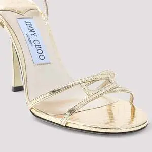 JIMMY CHOO Leather Leo Candy Wrap Sandals - Silver