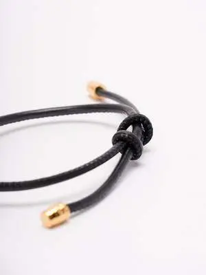 Saint Laurent Leather Bracelet With Interlocking Charm