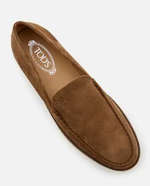 TOD'S Suede Loafers With Raffia And Rubber Sole
