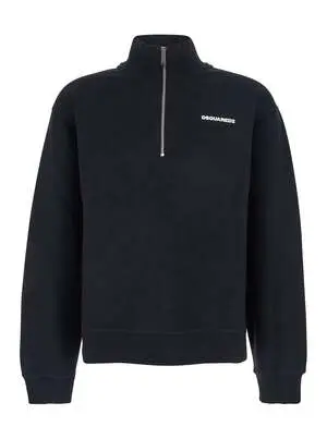 Dsquared2 Cotton High Neck Half-zip Sweatshirt With Lettering Logo - Multicolor