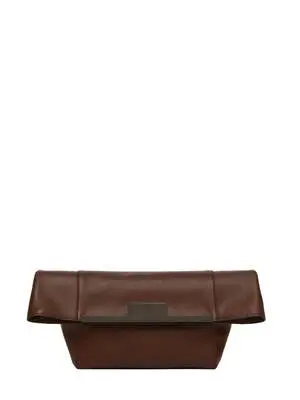 Max Mara Leather Clutch With Engraved Logo