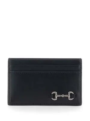 Gucci Card Holder With Horsebit On The Front In Leather For - Black
