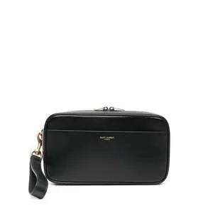 Saint Laurent Leather Wash Bag - Black