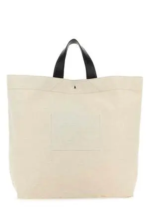 JIL SANDER Canvas Flat Shopping Bag With Leather Handles - Brown