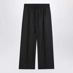 Fear Of God Dark Grey Striped Wool Wide-leg Trousers - Gray
