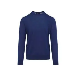 Giorgio Armani Virgin Wool Crew Neck Sweater - Blue