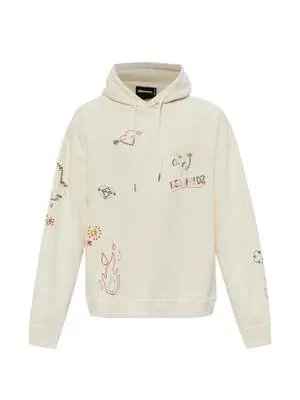 Dsquared2 Relaxed Fit Embroidered Cotton Hoodie