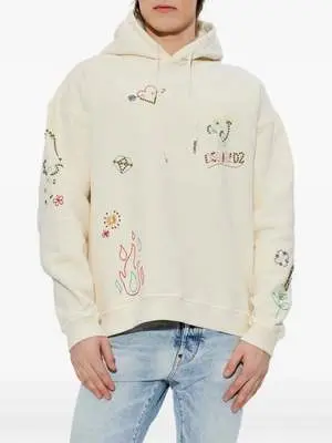 Dsquared2 Relaxed Fit Embroidered Cotton Hoodie