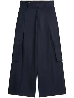 Dries Van Noten Navy Wool Cargo Pants - Blue