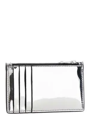 Alexander McQueen Silver Card-holder With Graffiti Logo In Laminated Leather