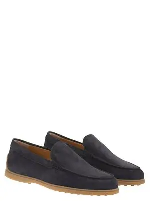 TOD'S Suede Leather Slipper Moccasins - Blue