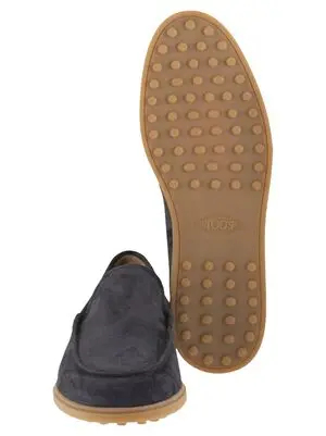TOD'S Suede Leather Slipper Moccasins - Blue