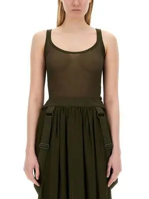 Max Mara Bastia Silk Ribbed Tank - Green