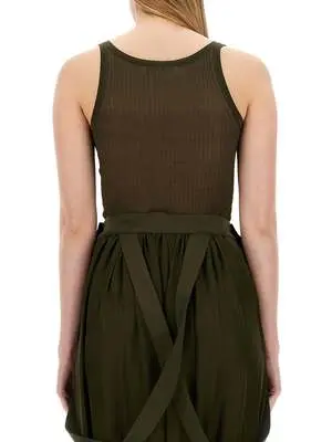 Max Mara Bastia Silk Ribbed Tank - Green