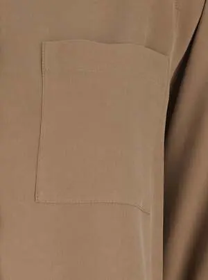 Max Mara Silk Shirt With Applied Pocket - Brown