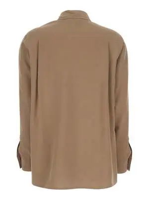 Max Mara Silk Shirt With Applied Pocket - Brown