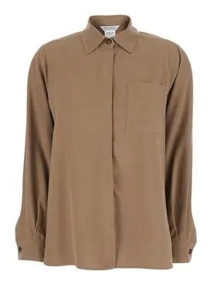 Max Mara Silk Shirt With Applied Pocket - Multicolor