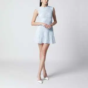ROTATE BY BIRGER CHRISTENSEN Floral Textured Mesh Mini Dress - Blue