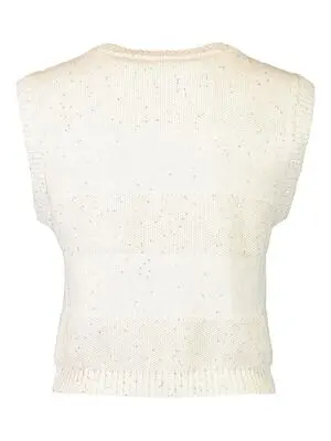 Brunello Cucinelli Sleeveless Knit Top With Striped Detail - Multicolor