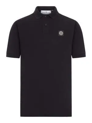 Stone Island Cotton Polo Shirt With Logo Patch - Black