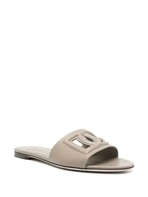 Dolce & Gabbana Dg Logo Leather Flat Sandals - Multicolor