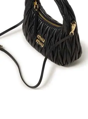 Miu Miu Wander Hobo Bag In Quilted Nappa - Black