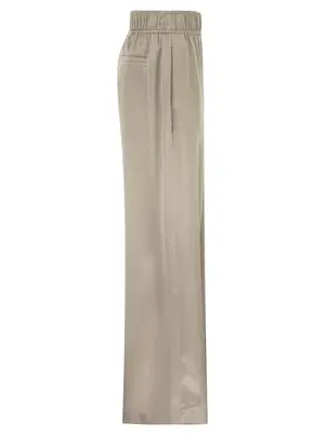 Brunello Cucinelli Stretch Silk Satin Track Trousers - Multicolor
