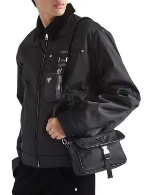 Prada Re-nylon And Saffiano Shoulder Bag - Black