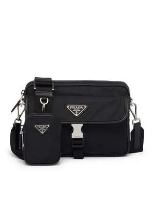 Prada Re-nylon And Saffiano Shoulder Bag - Black