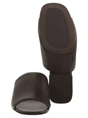 Brunello Cucinelli Riding Calfskin Mules With Jewel Embellishment - Brown