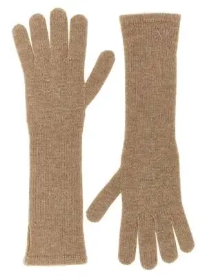 Max Mara Long Cashmere Gloves With Monogram Embroidery