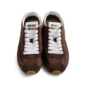 Miu Miu Suede And Recycled Polyester Lace-up Sneakers