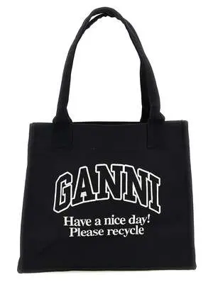 GANNI Large Easy Shopper Contrasted Logo Tote Bag - Multicolor