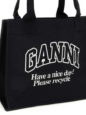 GANNI Large Easy Shopper Contrasted Logo Tote Bag - Multicolor