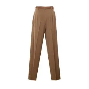 Max Mara Wide Leg Belted Wool Trousers