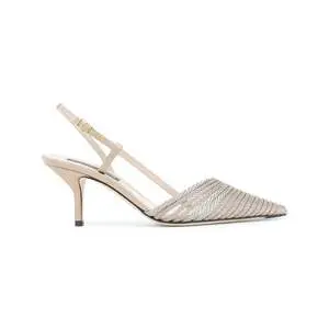 Giorgio Armani Nude And Taupe Satin Slingback With Passementerie Trim - Multicolor