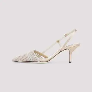 Giorgio Armani Nude And Taupe Satin Slingback With Passementerie Trim - Multicolor