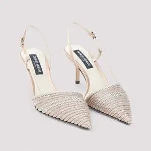 Giorgio Armani Nude And Taupe Satin Slingback With Passementerie Trim - Multicolor