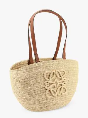 Loewe Raffia And Leather Handbag With 3d Anagram Logo - Multicolor