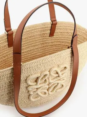 Loewe Raffia And Leather Handbag With 3d Anagram Logo - Multicolor