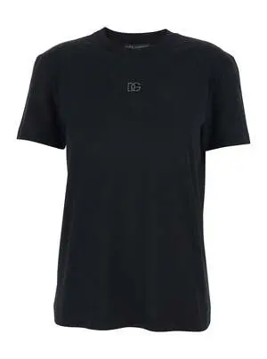 Dolce & Gabbana DOLCE & GABBANA Cotton T-Shirt With Logo Embroidery And Beads Multicolor