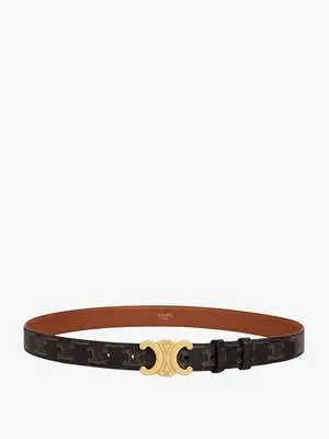 Celine Triomphe Coated Canvas Belt With Gold-tone Logo Buckle - Tan