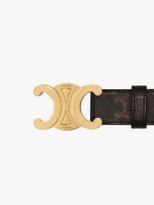 Celine Triomphe Coated Canvas Belt With Gold-tone Logo Buckle