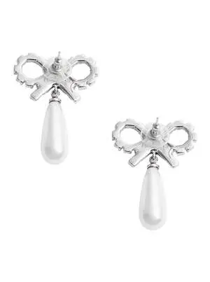 SELF-PORTRAIT Bow And Pearl Drop Earrings - Multicolor