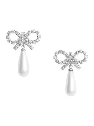 SELF-PORTRAIT Bow And Pearl Drop Earrings - Multicolor