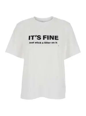 Victoria Beckham Victoria Beckham Cotton Crew Neck T-Shirt With Slogan Print Multicolor